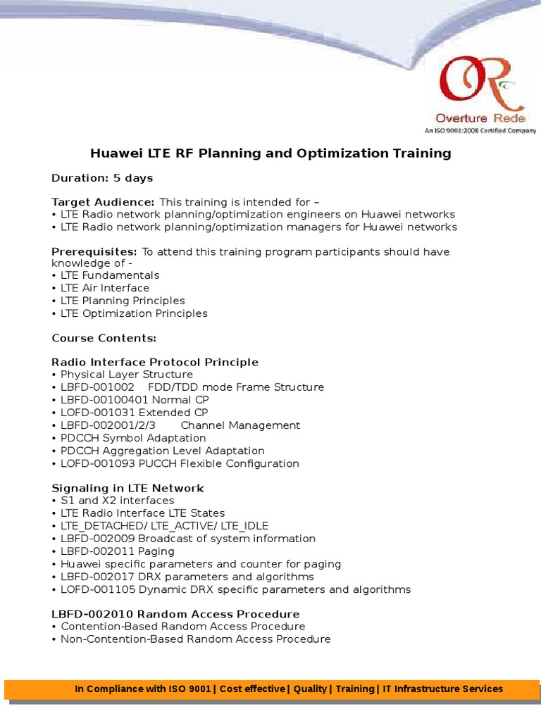 Huawei LTE RF Planning and Optimization Training | PDF | Lte ...