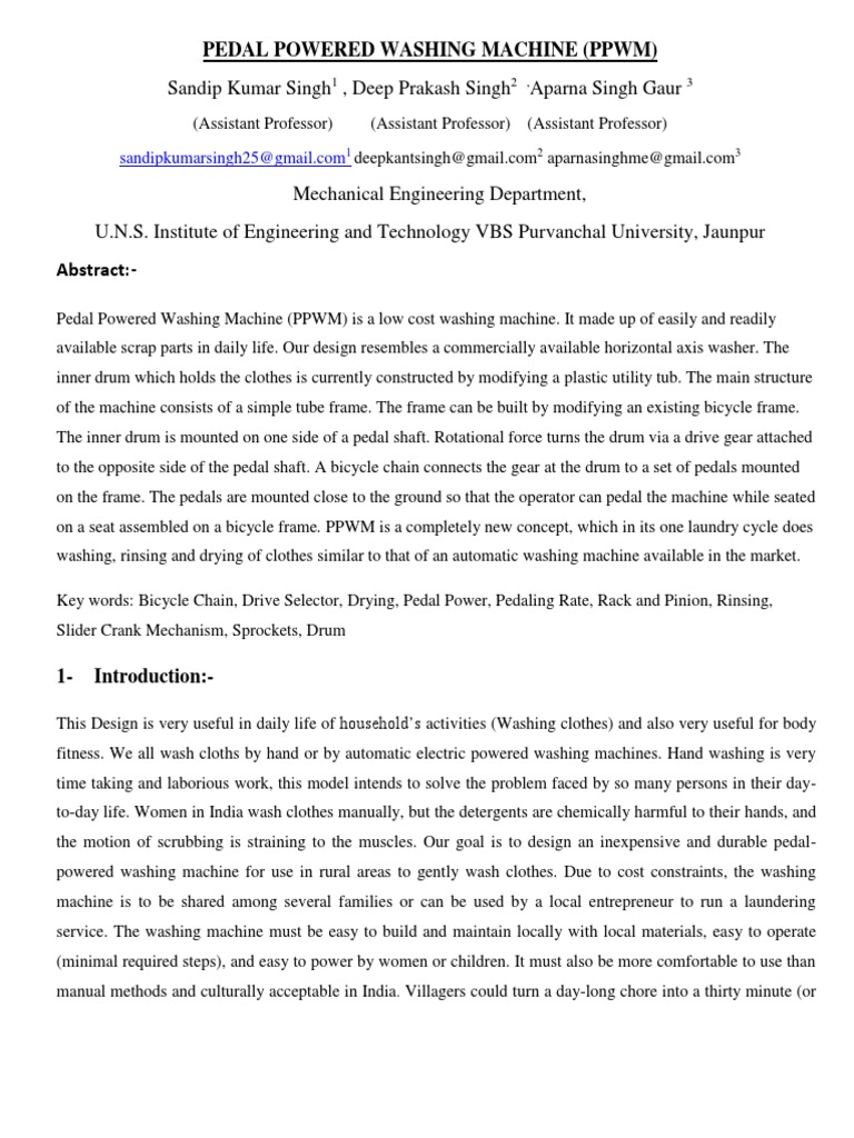 653142final Pedal Powered Washing Machine | Download Free PDF | Washing ...