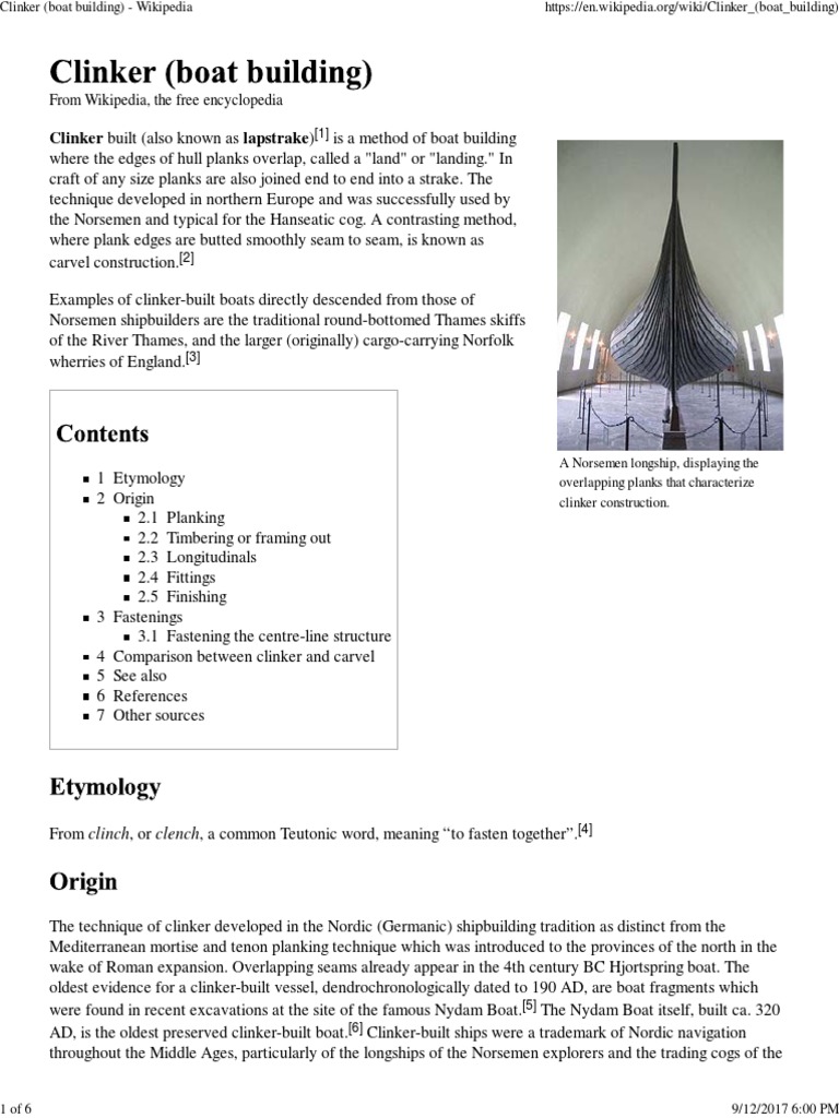 Clinker (Boat Building) - Wikipedia | PDF | Watercraft | Water Transport