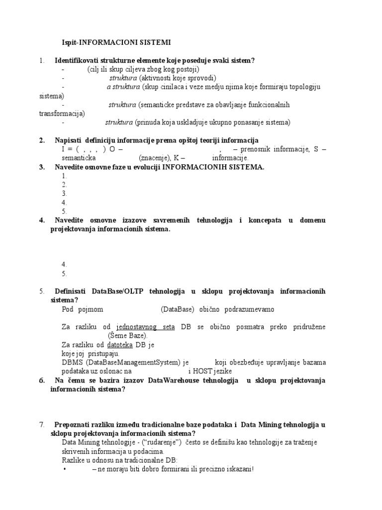 Ispit-INFORMACIONI SISTEMI | PDF