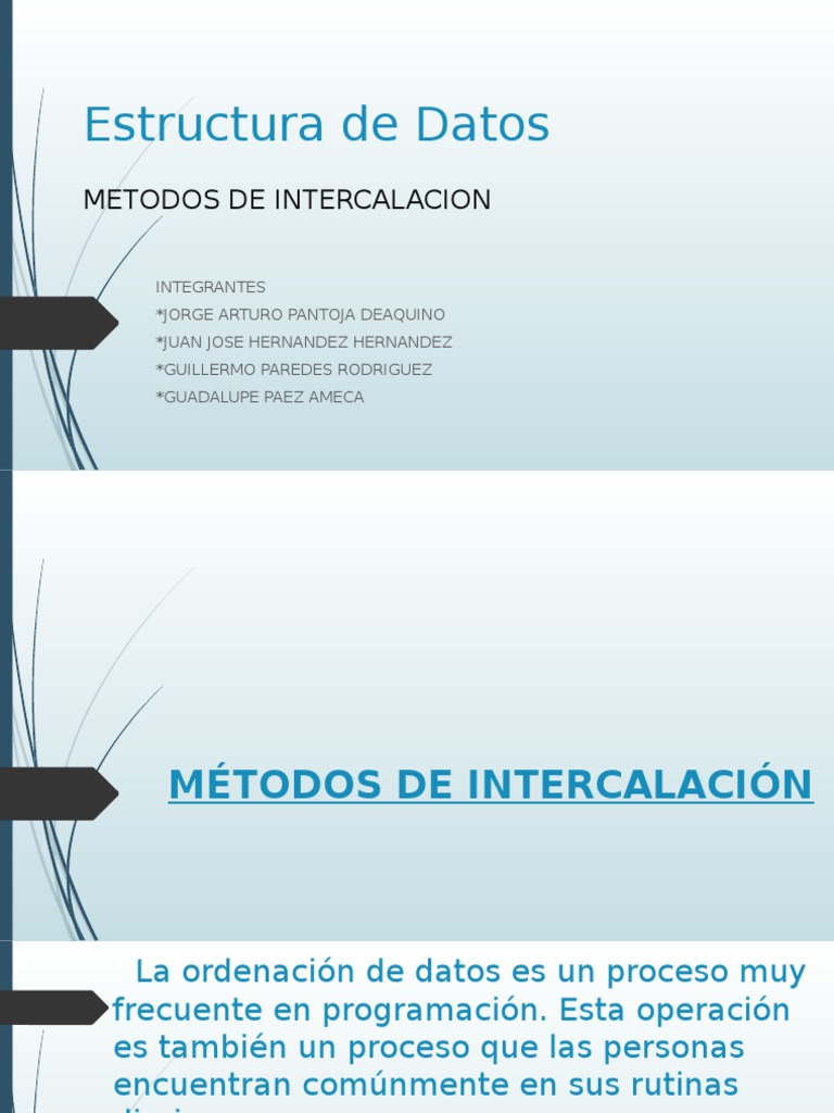 Métodos de Intercalación en Ordenación | PDF | Estructura de datos de ...