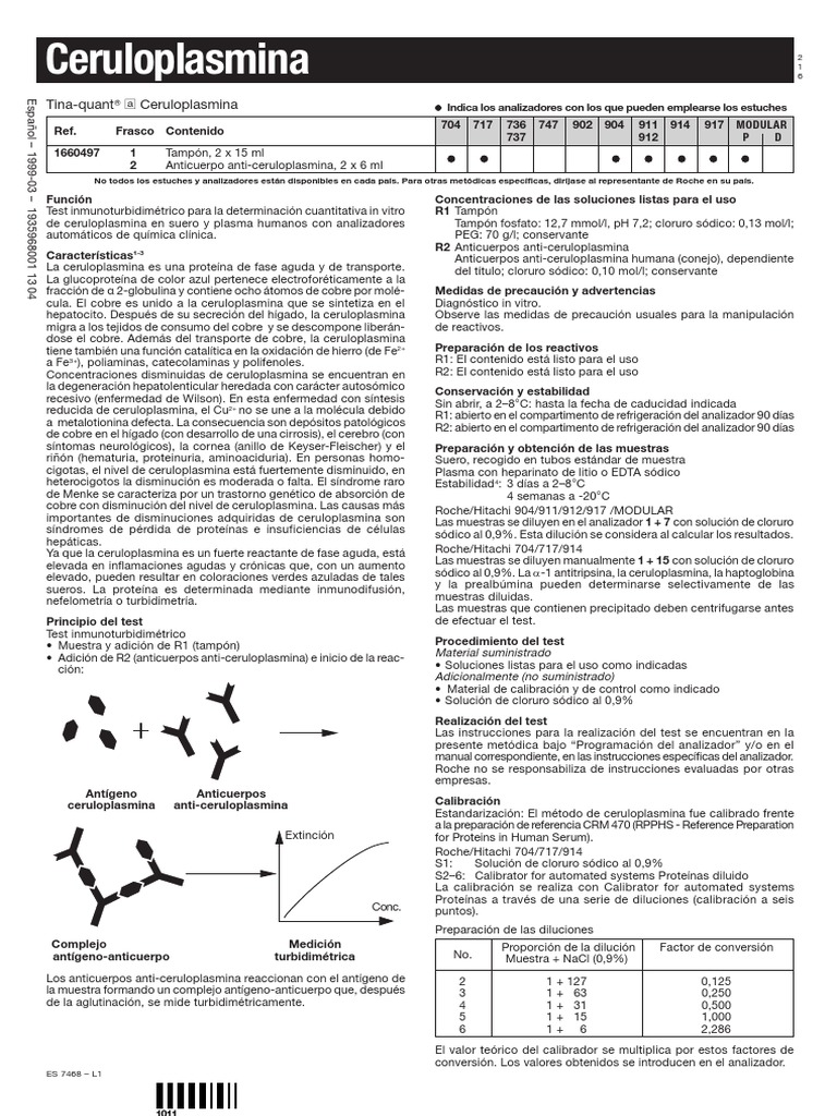 Análisis de Ceruloplasmina en Suero | PDF | Especialidades Medicas ...
