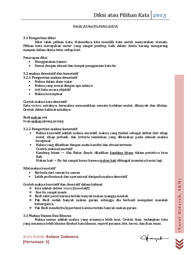 Materi 3 Diksi Atau Pilihan Kata | PDF