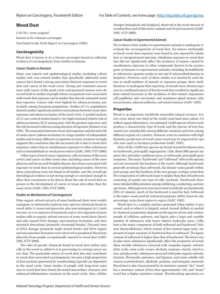 Wood Dust: Carcinogenicity | PDF | Wood | Cancer