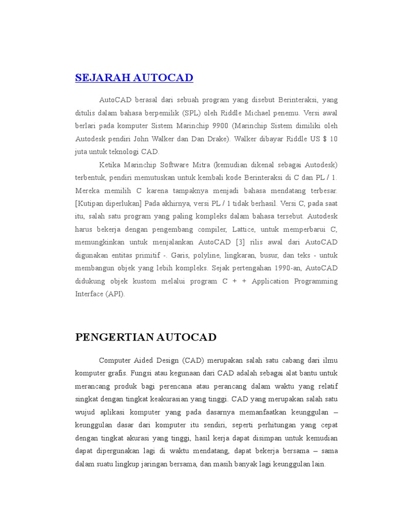 Sejarah dan Fungsi AutoCAD | PDF