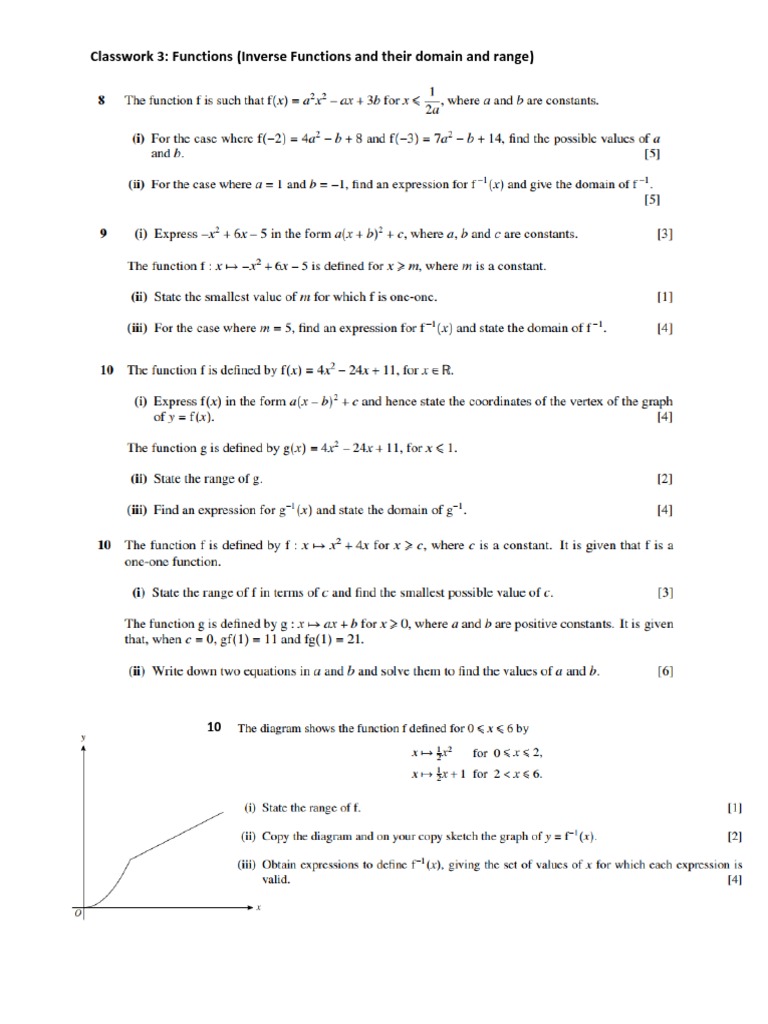 Classwork 2 Inverse Functions | PDF