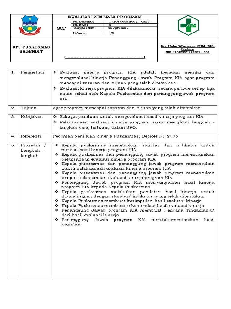 5.5.3.4 Sop Evaluasi Kinerja Program | PDF