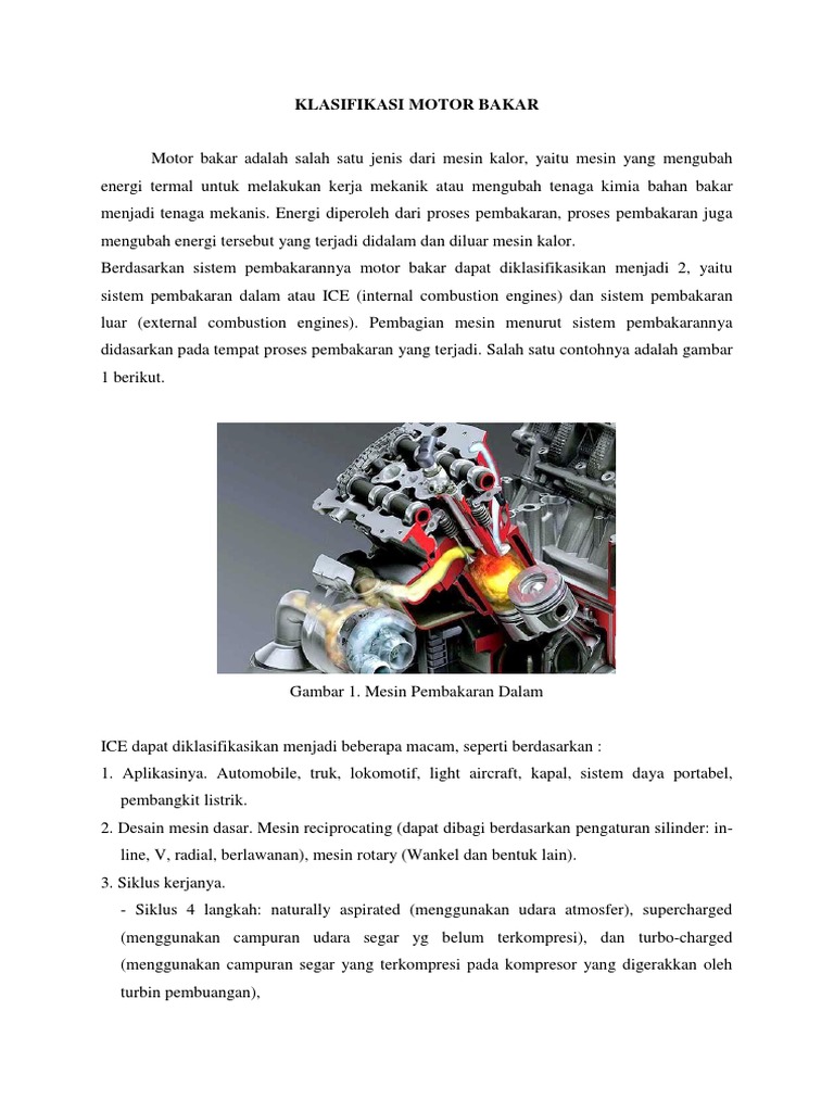 Klasifikasi dan Jenis Motor Bakar | PDF