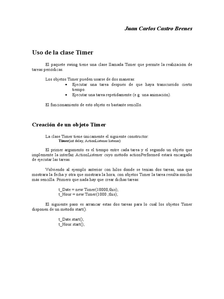 Timer Java | Descargar gratis PDF | Modelos de computación | Java ...