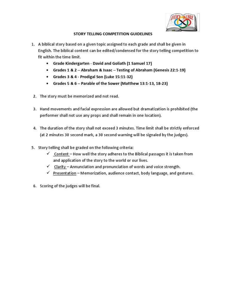 Biblical Storytelling Competition Rules | PDF