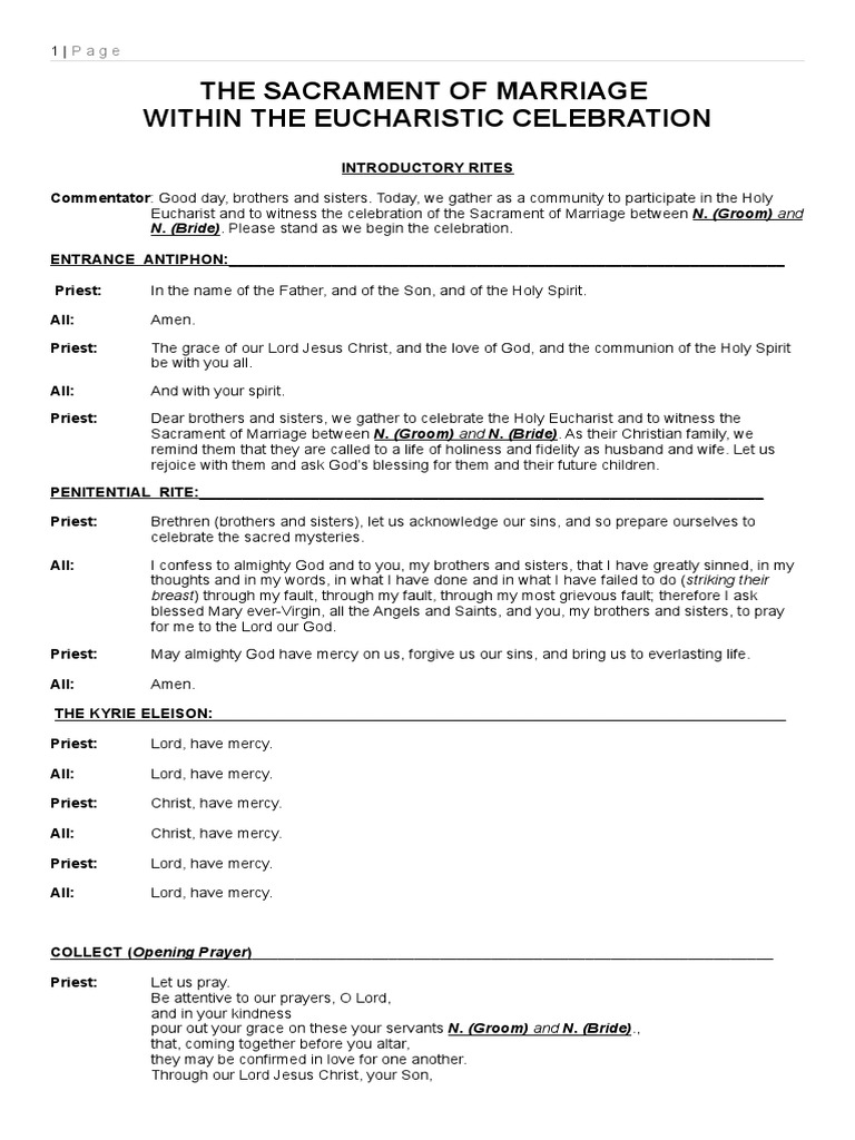 Wedding Missalette for Eucharistic Ceremony | PDF | Eucharist | Mercy