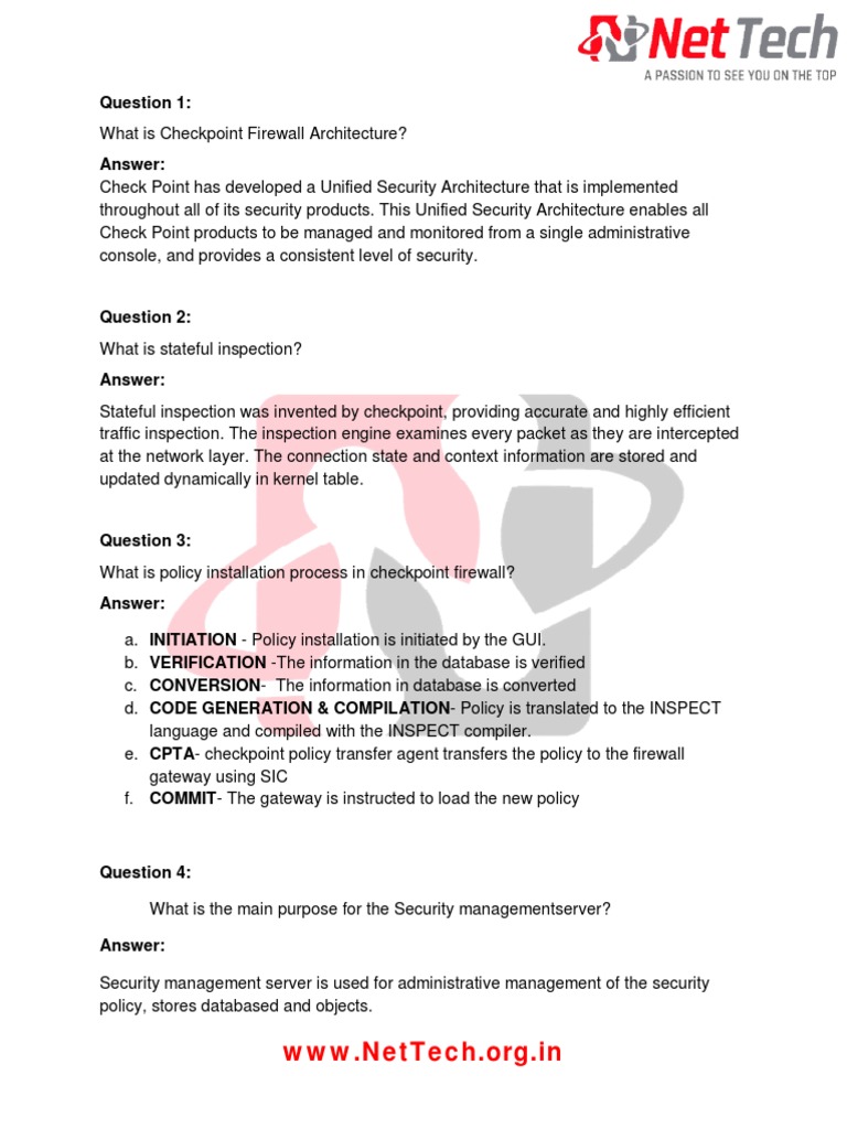 8.checkpoint Firewall Interview Questions | Download Free PDF | Firewall (Computing ...