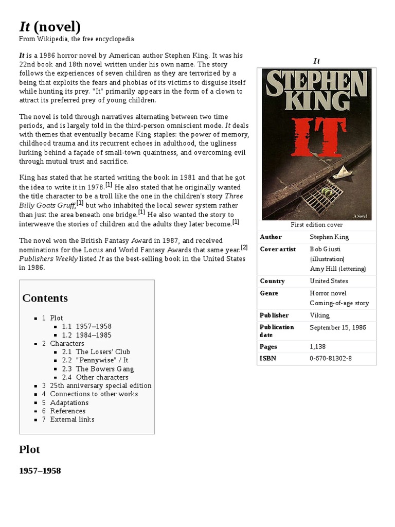 It (Novel) | PDF | Violence