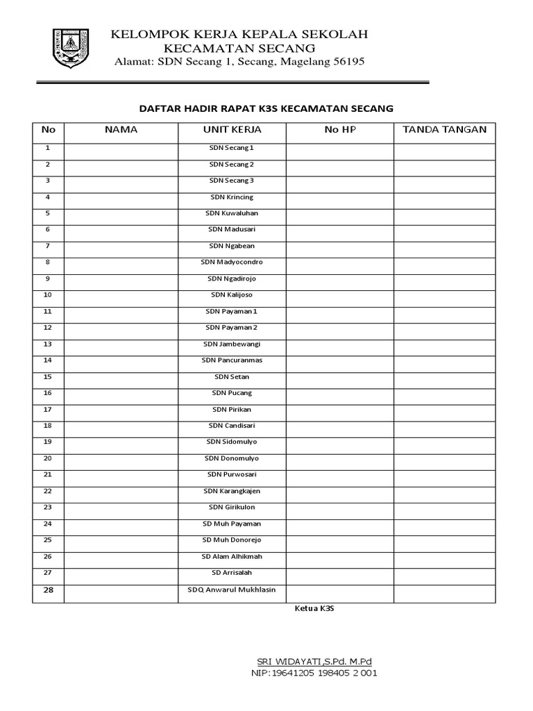 Daftar Hadir k3s | PDF