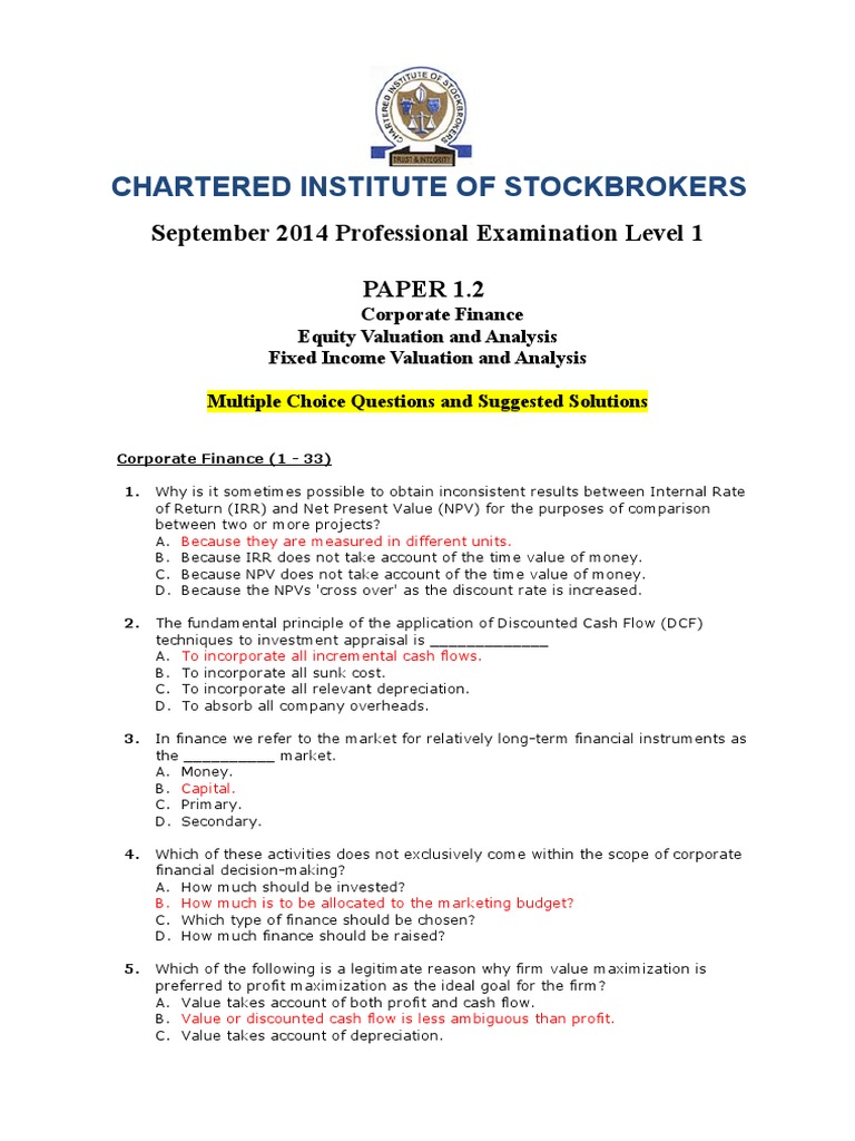 Stockbroker Exam: Finance Essentials | PDF | Bonds (Finance) | Cost Of ...