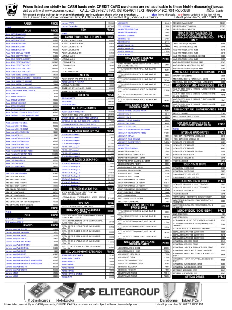 Pricelist Lettersize | PDF | Advanced Micro Devices | Intel