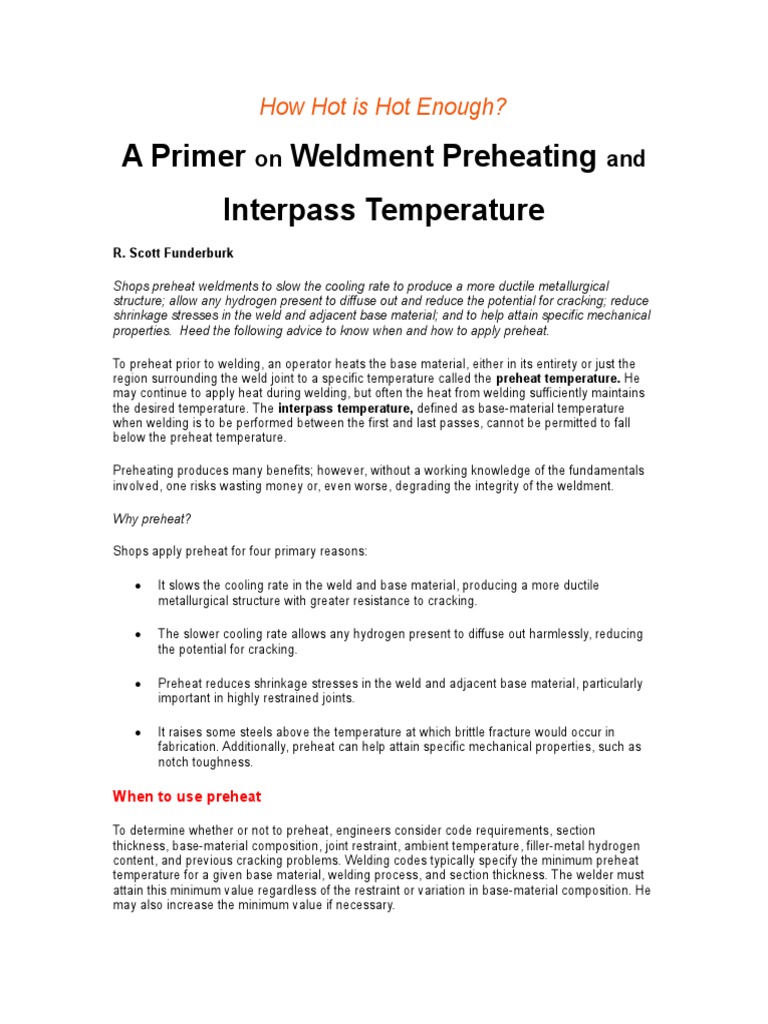 How to Determine the Right Preheating and Interpass Temperatures | PDF ...