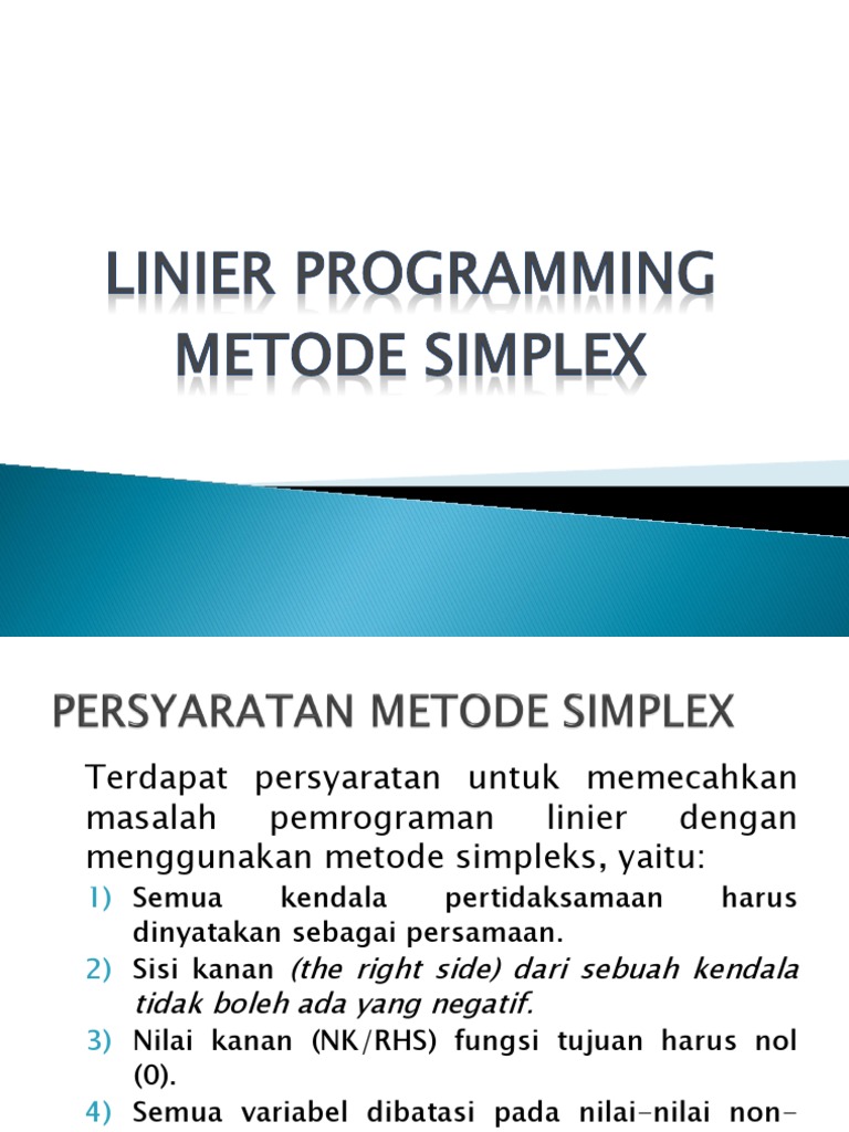 Linear Programming-Metode Simplex | PDF