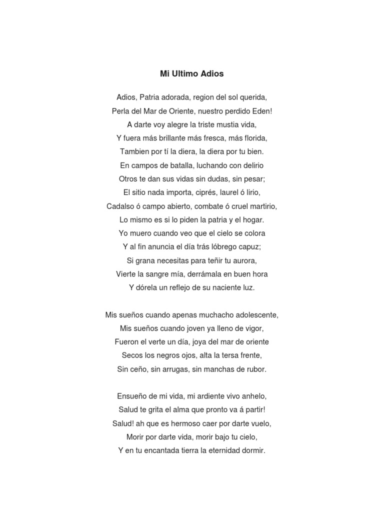 Mi Ultimo Adios | PDF | Poesía
