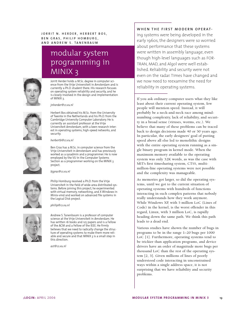 Modular System Programming in Minix-3 | PDF | Kernel (Operating System ...
