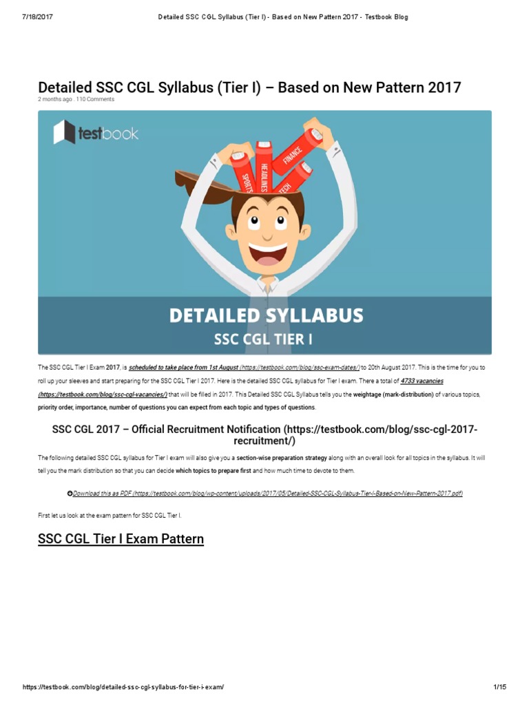 Detailed SSC CGL Syllabus (Tier I) - Based On New Pattern 2017 ...