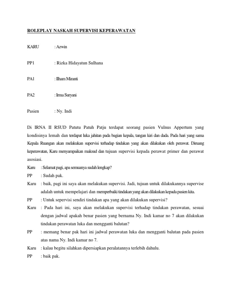 Roleplay Naskah Supervisi Keperawatan | PDF