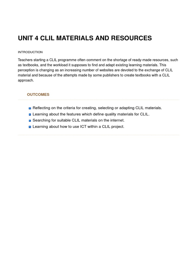 CA - Unit 4 CLIL Materials and Resources | PDF | Educational Technology | Learning