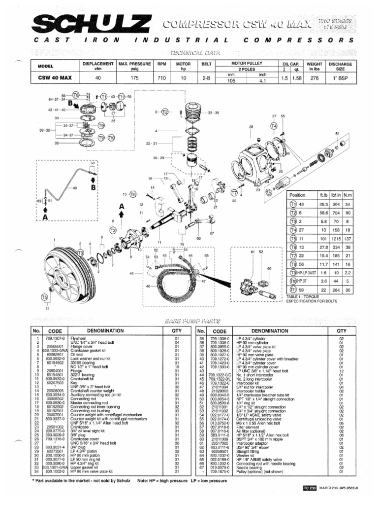 Compressor CSW 40 Max Two Stages 175 Psig | PDF