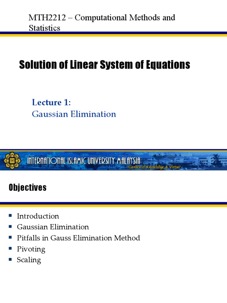 Lecture01 Gaussian Elimination Pdf Equations Theoretical Computer Science