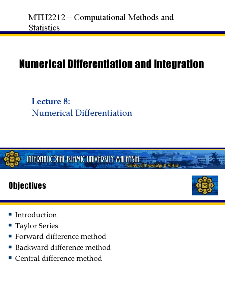 Lecture08 - Numerical Differentiation | PDF | Finite Difference | Integral