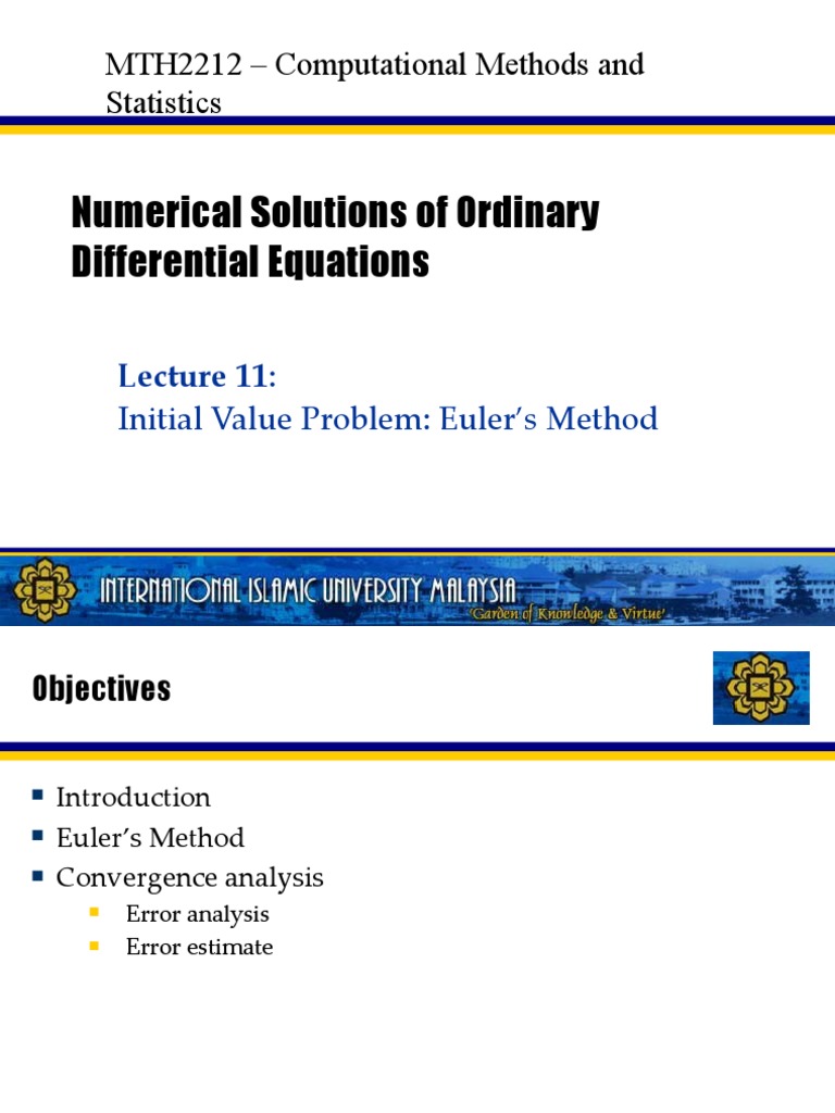 Lecture11 Initial Value Problem Eulers Method Pdf Differential Equations Teaching