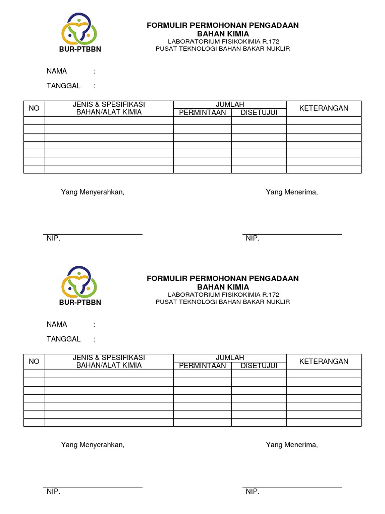 Form Permohonan Barang | PDF