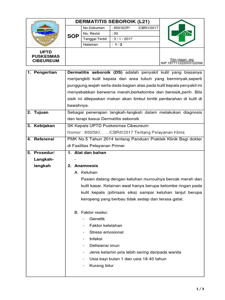 Panduan Penanganan Dermatitis Seboroik | PDF
