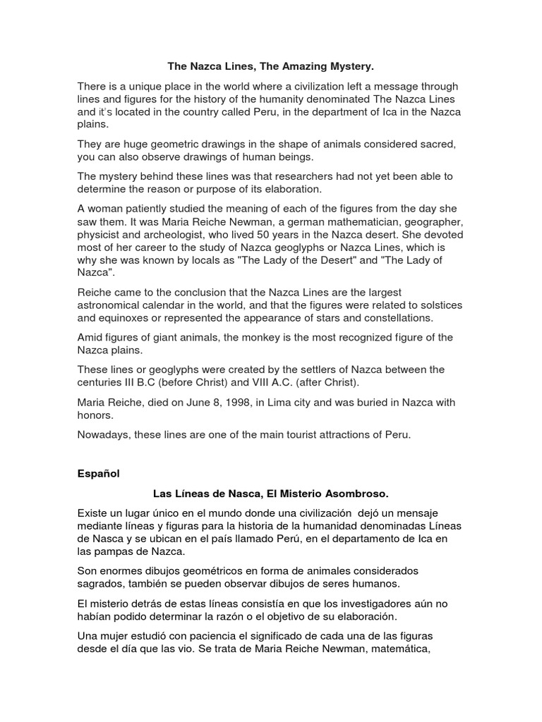 The Nazca Lines Homework | PDF | Archaeology