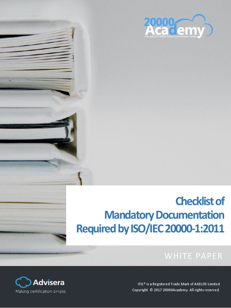 Iso 20000 Requirements Documents List | PDF | Itil | Information Security