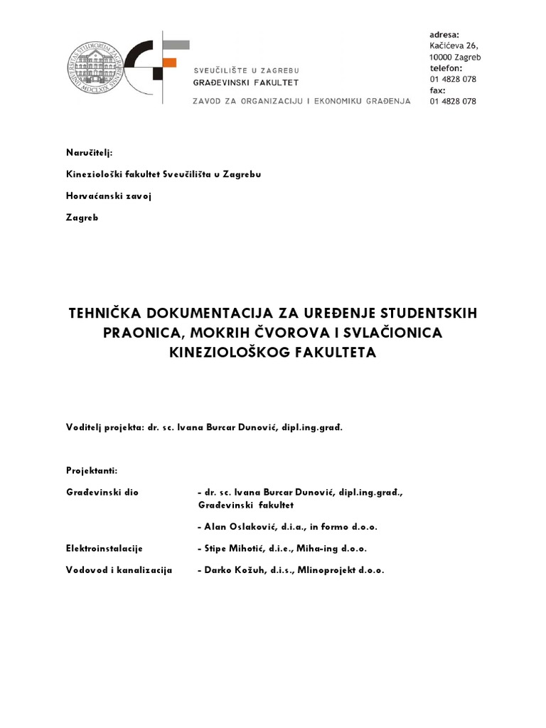 TEHNICKA DOKUMENTACIJA, TROSKOVNIK Uredjenje Studentskih Praonica ...