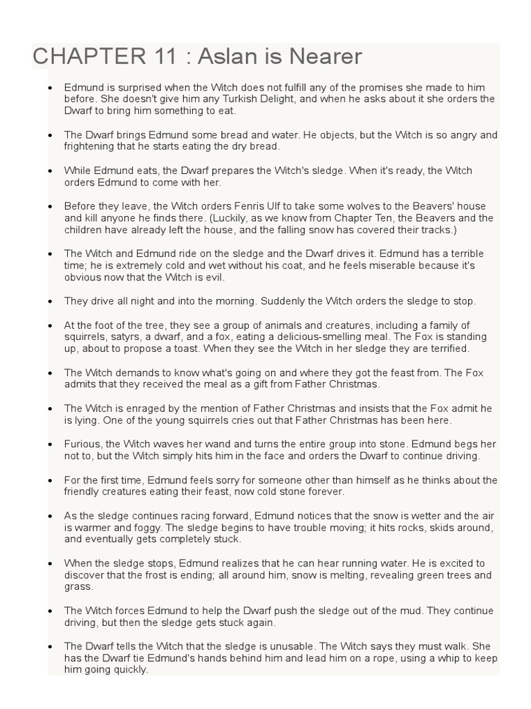 Narnia Chapter 11-17 | PDF | Aslan | The Chronicles Of Narnia
