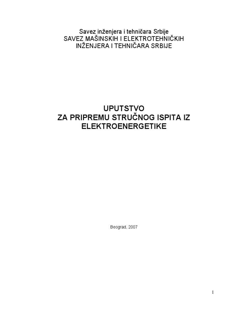 UPUTSTVO Za Pripremu Stručnog Ispita Iz Elektroenergetike PDF | PDF