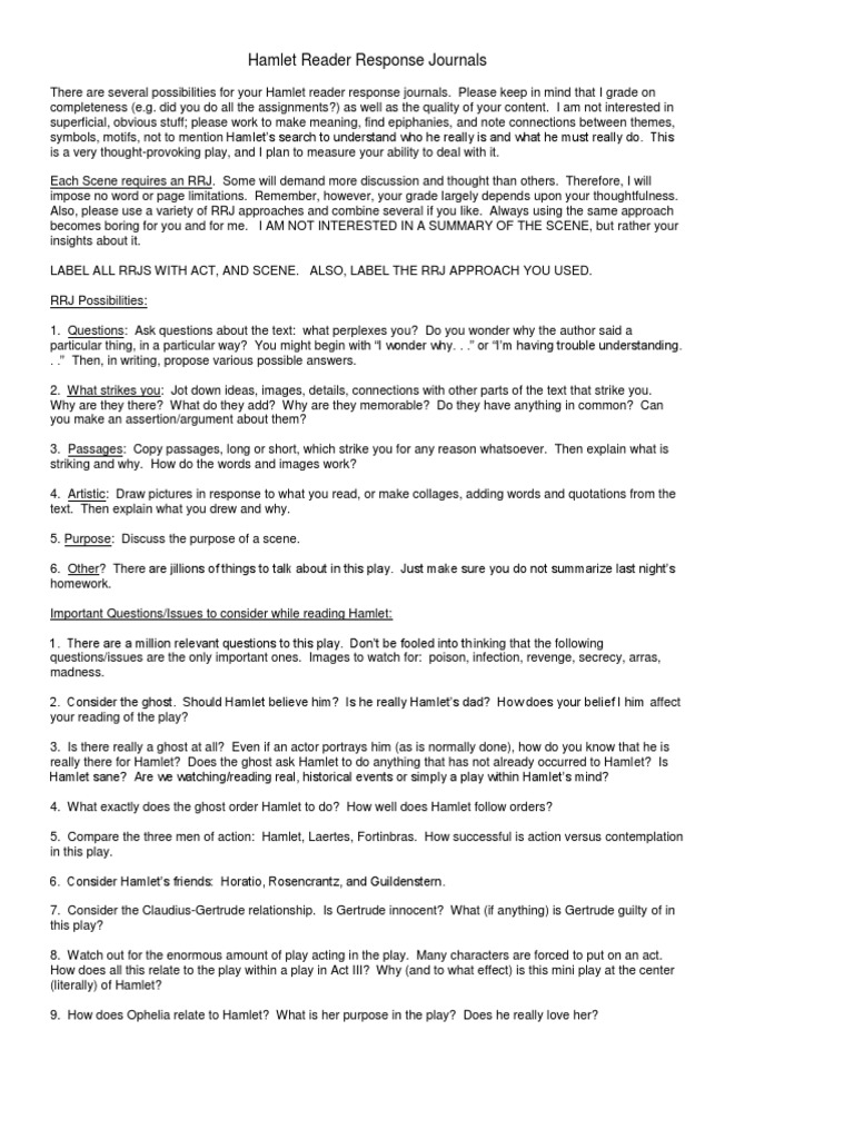 Hamlet Reader Response Journals | PDF | Hamlet | Science