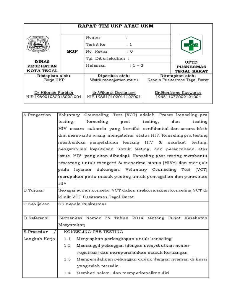 Sop VCT Di Klinik | PDF