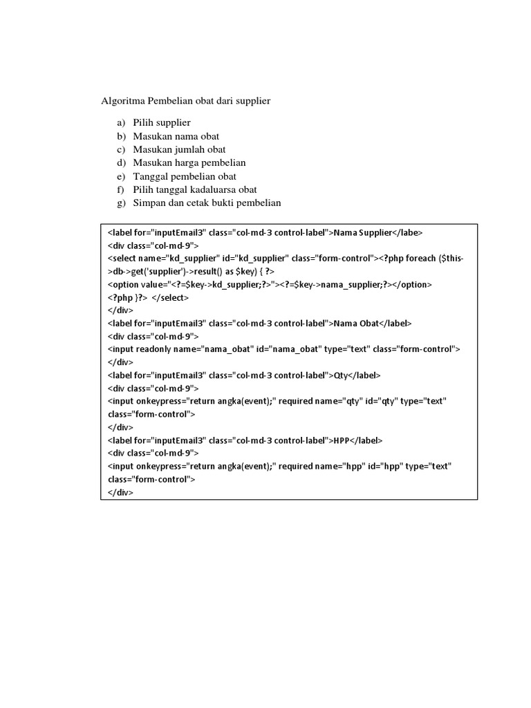 Algoritma Program Billing Farmasi | PDF | Php | Computer Programming