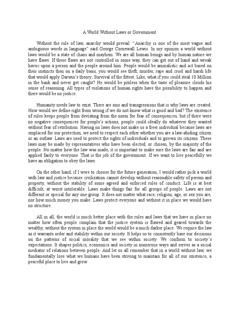 A World Without A Government | Sociological Theories | Justice