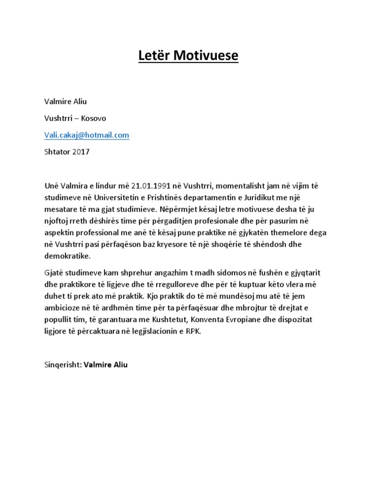 Letër Motivuese | PDF