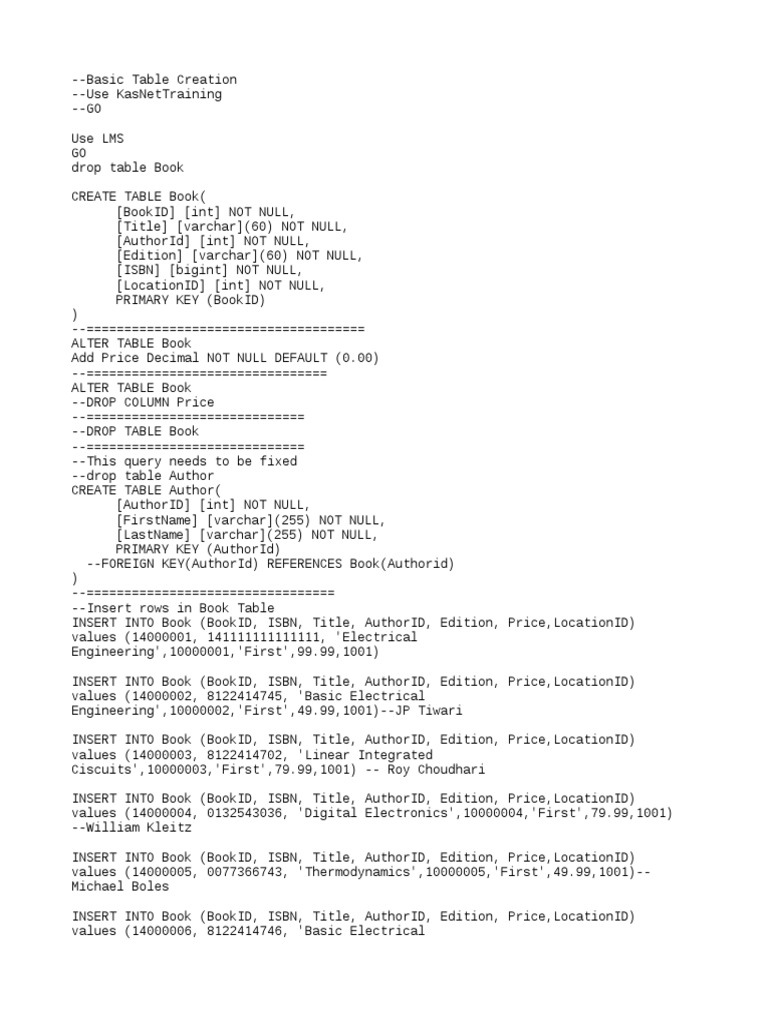 Create Table T Book Details | Download Free PDF | Data Management | Databases