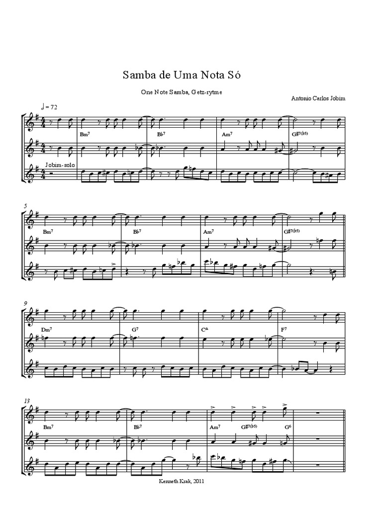 One Note Samba 2 Flutes and Chords | PDF