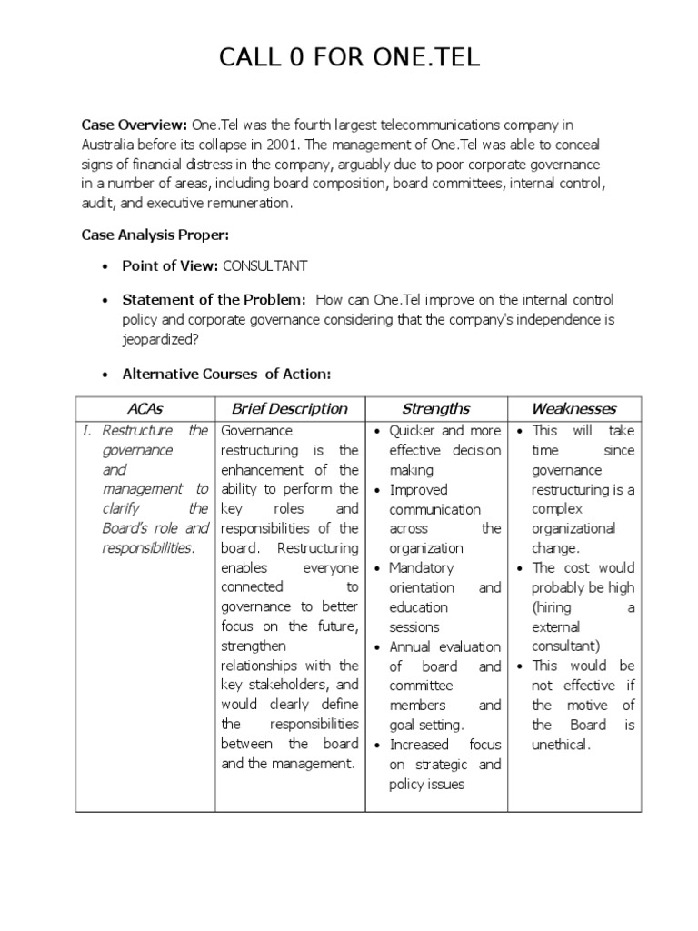 1 OneTel | PDF | Audit | Governance