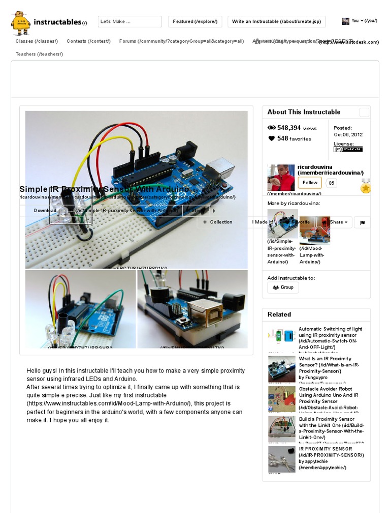 Simple IR Proximity Sensor With Arduino - 5 Steps (With Pictures) | PDF ...