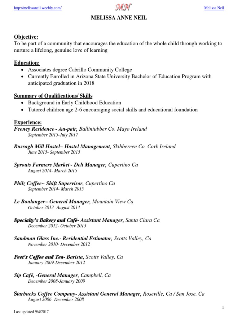 Melissa Neil Resume | PDF