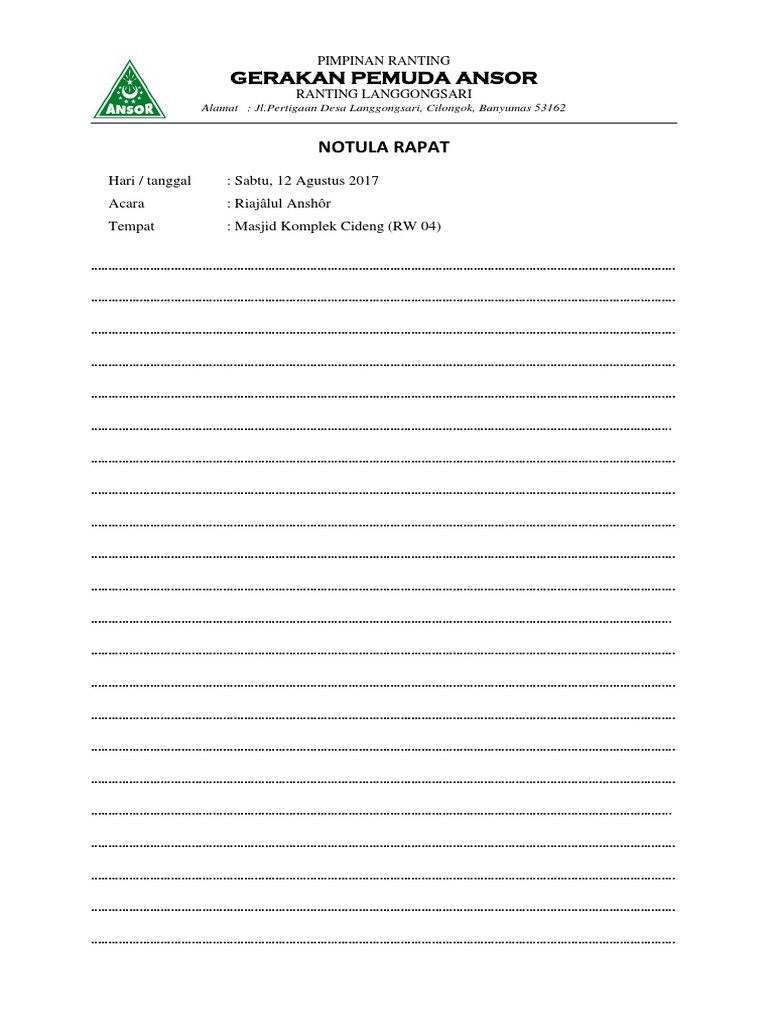 Notula Rapat GP Ansor | PDF