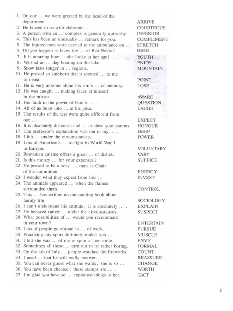 CAE - CPE Word Formation | PDF